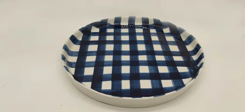 Navy Blue Gingham Platter | The Blue Hare