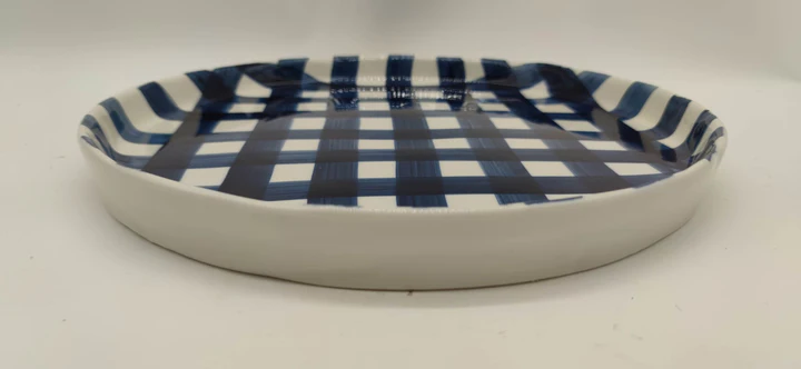 Navy Blue Gingham Platter | The Blue Hare