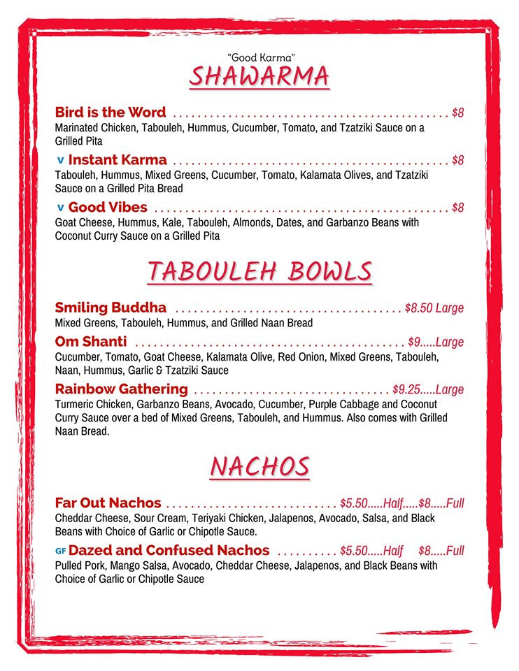 Menu | Hungry Hippie | United States