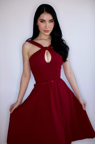Colette Swing Dress in Wine Red | Coletta