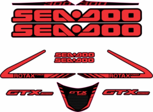 SEADOO GTX 300 LIMITED 2018 Graphics / Decal / Sticker Kit CUSTOM RED ...