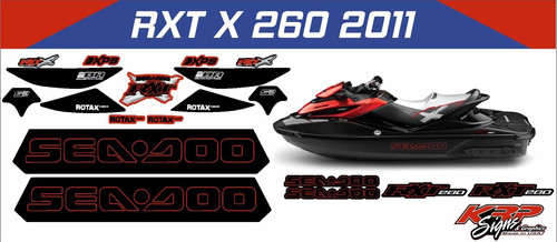 SEADOO RXT X 260 2011 Graphics / Decal / Sticker Kit RED BLK | KRP ...