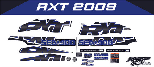 SEADOO RXT 215 2009 Graphics / Decal / Sticker Kit Blue Carbon | KRP ...