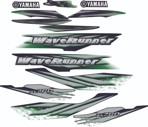 YAMAHA WAVERUNNER XL 760 1999 Graphics / Decal / Sticker Kit GREEN ...