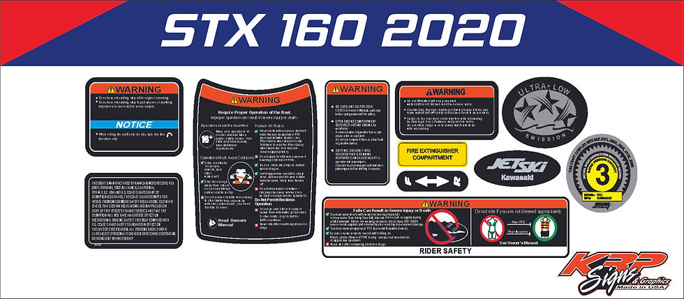 KAWASAKI STX 160 2020 Warning Graphics / Decal / Sticker Kit | KRP ...