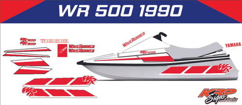 YAMAHA WAVERUNNER WR 500 1990 Graphics / Decal / Sticker Kit CUSTOM RED ...