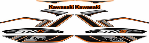 KAWASAKI STX-15 F 2015 Graphics / Decal / Sticker Kit Orange Custom ...