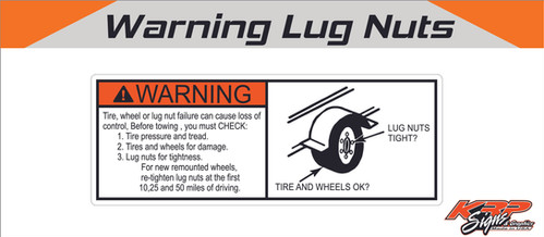 Warning Lug Nuts Decals Set of 50 | KRP Signs & Graphics