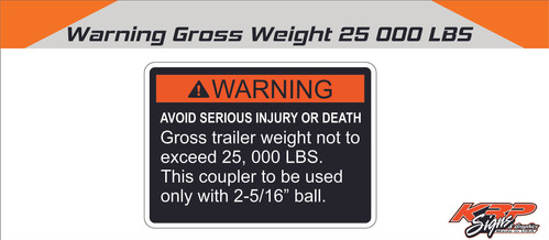 Warning Gross Weight Decals Set of 50 | KRP Signs & Graphics