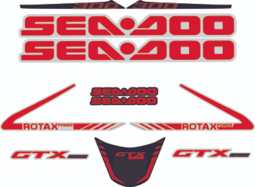 SEADOO GTX 300 LIMITED 2018 Graphics / Decal / Sticker Kit CUSTOM RED ...