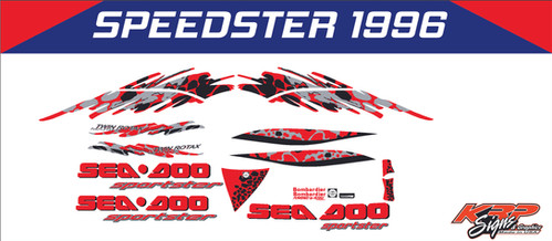 SeaDoo Speedster 1996 Red, Black & Grey Graphics / Decal Replacement ...