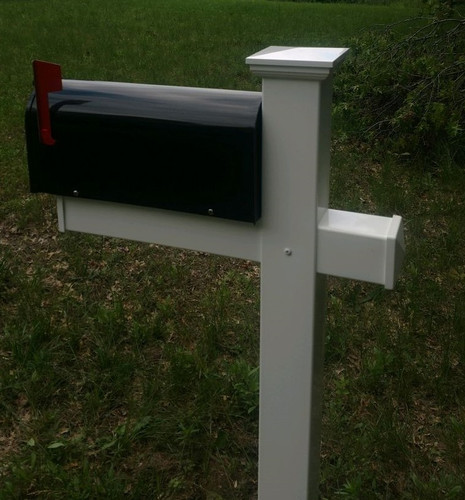 Crossarm Mailbox with White Post | Mailbox Sally