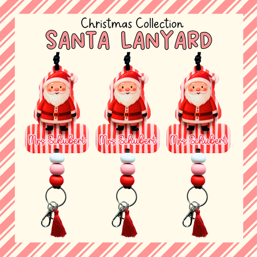 Santa Personalised Lanyard: Christmas Collection | Miss T Teachables