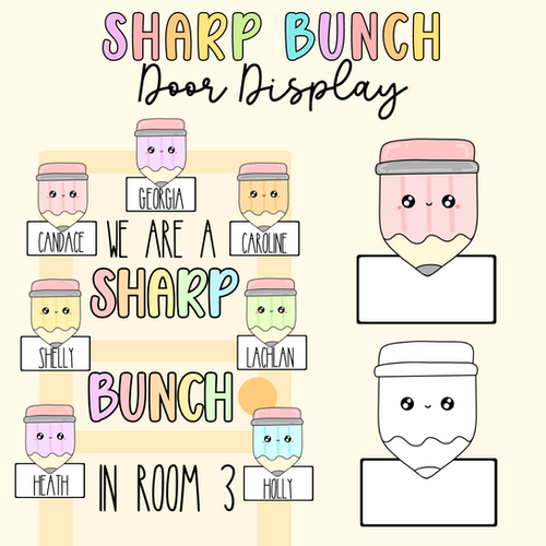 Digital Sharp Bunch Pencils Door Display (Editable) | Miss T Teachables