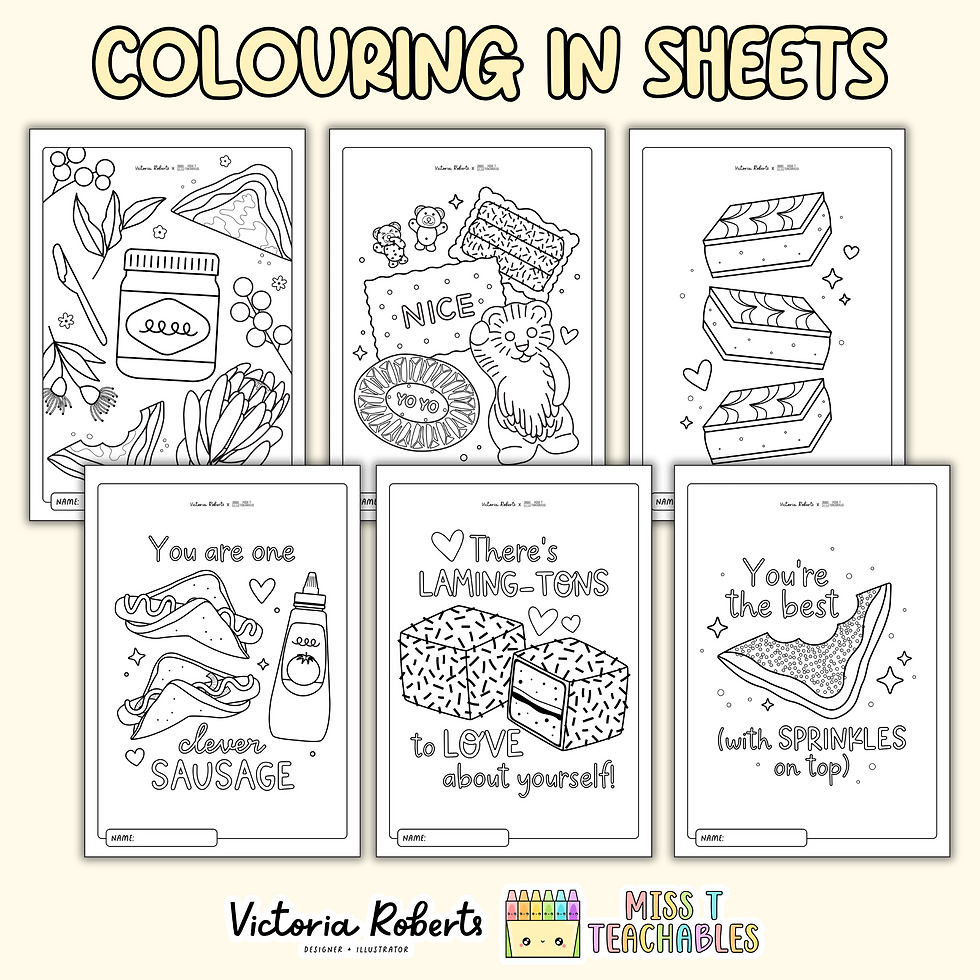 Colouring Pages (Victoria Roberts x Miss T Teachables) | Miss T Teachables