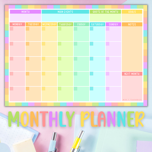 Monthly Notepad Planner | Miss T Teachables