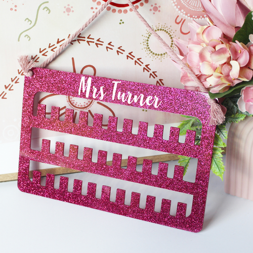 Magenta Glitter Horizontal Lanyard Organiser | Miss T Teachables