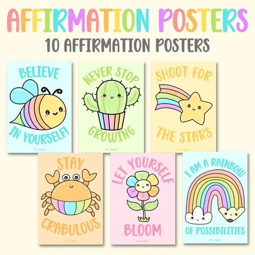 Digital Illustrated Affirmation Posters | Miss T Teachables