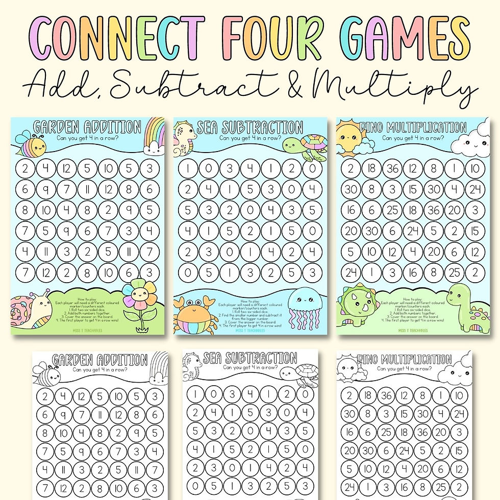 Digital Connect Four Games (-+x) | Miss T Teachables Digital Connect Four Games (-+x) | Miss T Teachables