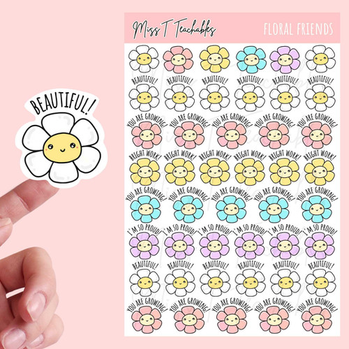 'Floral Friends' Teacher Sticker Pack | Miss T Teachables