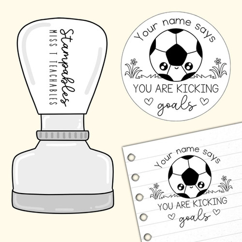 Kicking Goals Personalised Teacher Stamp | Miss T Teachables