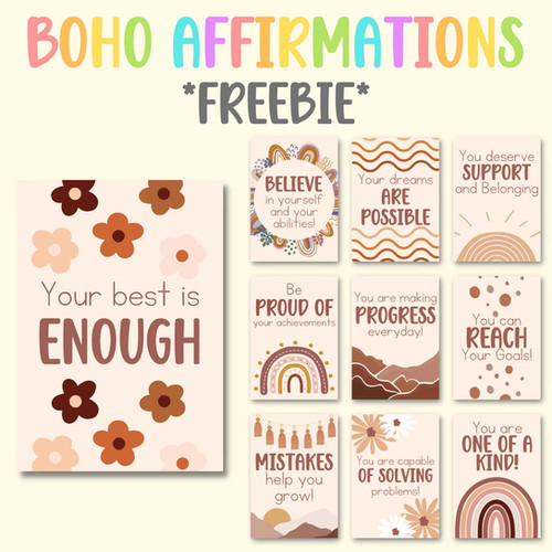 *FREEBIE* Boho Affirmation Posters | Miss T Teachables