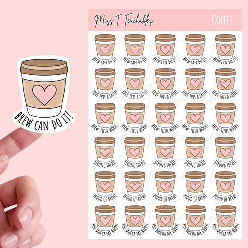 'Coffee' Teacher Sticker Pack | Miss T Teachables