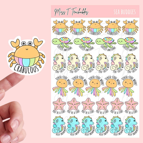 'Sea Buddies' Teacher Sticker Pack | Miss T Teachables
