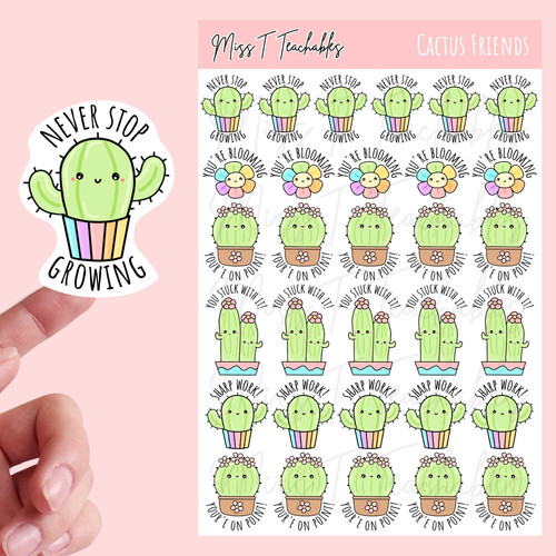 'Cactus Friends' Teacher Sticker Pack | Miss T Teachables