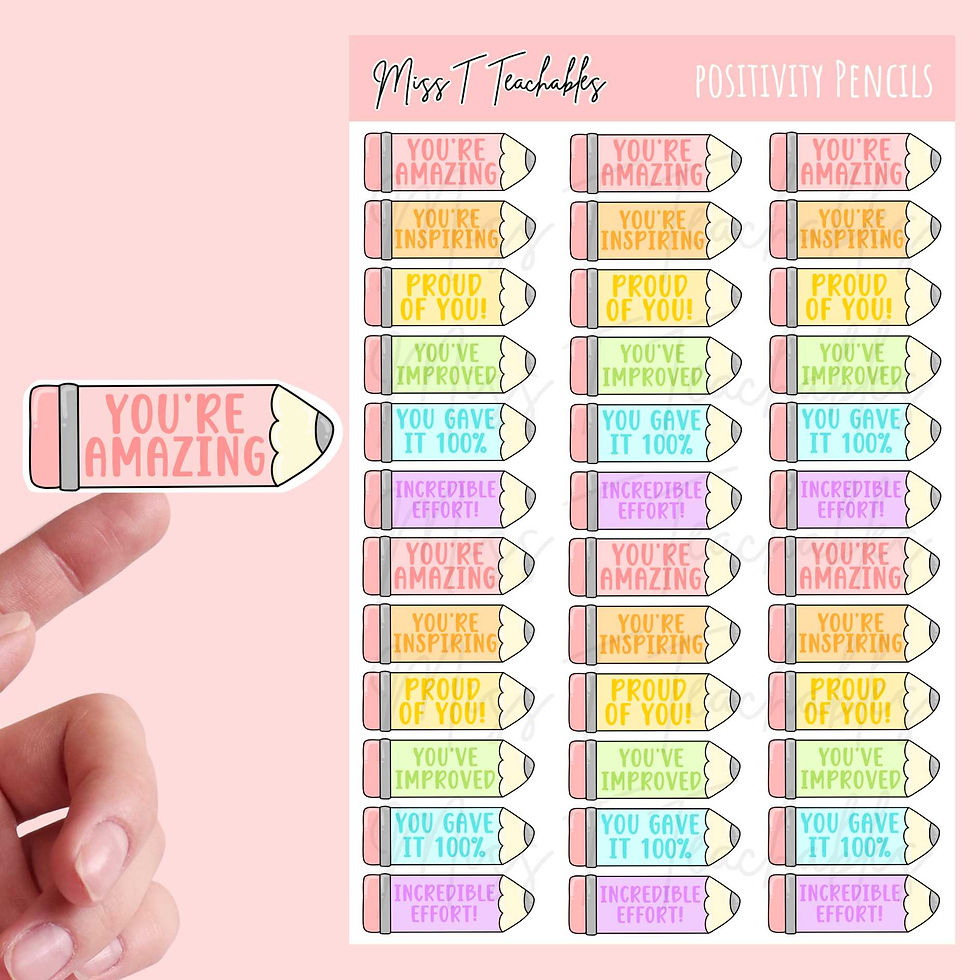 'Positivity Pencils' Teacher Sticker Pack | Miss T Teachables