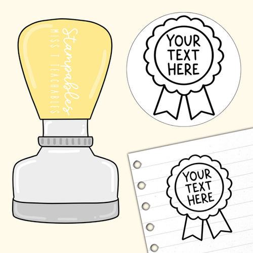 Reward Ribbon Personalised Teacher Stamp | Miss T Teachables