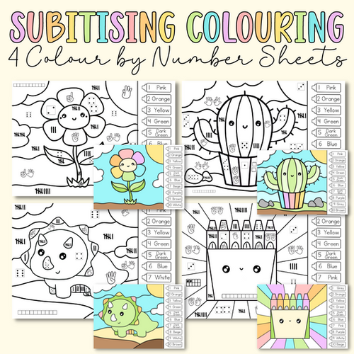 Digital Subitising Colour by Number | Miss T Teachables