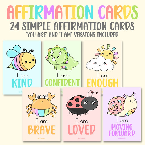 Digital Affirmations Cards (I am/You are) | Miss T Teachables