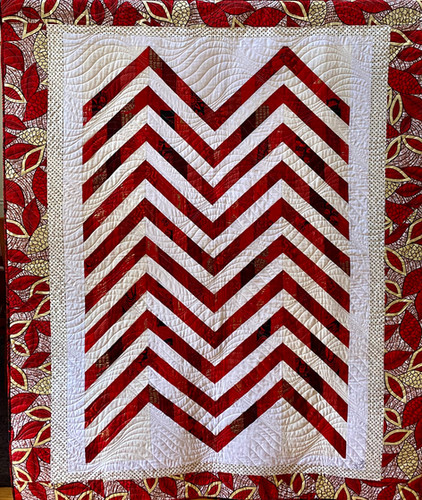 Take the First Step, red and white stair step quilt | O.V. Speaks Quilts