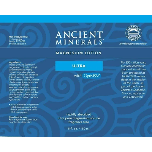 Ancient Minerals Magnesium Lotion Ultra with MSM - 150mL | Icy Mountain ...