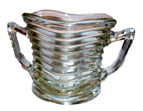 Preloved Vintage Two-handled thick glass fluted bowl | Tasmanian Beauties