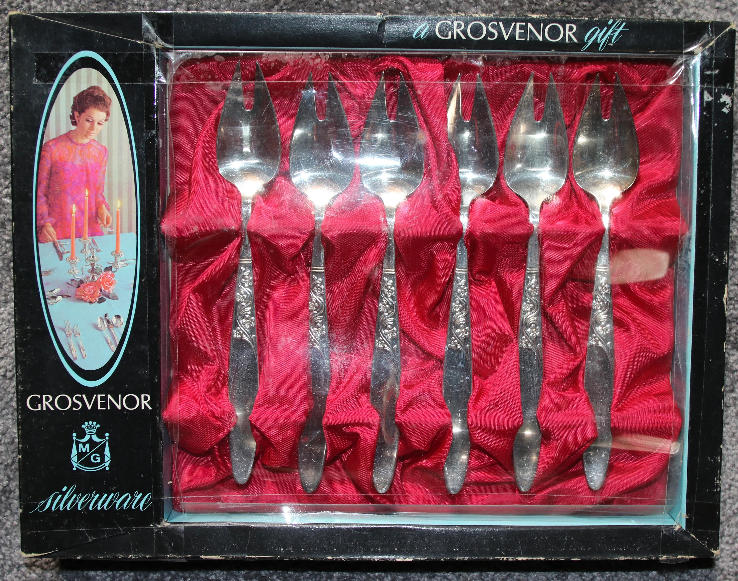 Preloved Grosvenor Silverware Splades - set of 6 in original box ...