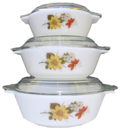 Preloved Trio of JAJ Casserole Dishes with Lids , JAJ Pyrex , English ...