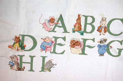Preloved Embroidered Beatrix Potter-Style Alphabet Sampler | Tasmanian ...