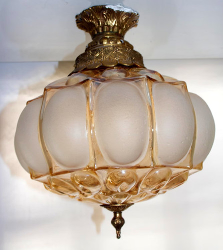 Preloved Antique Glass Light Shade And Brass Mount, Antique Ceiling ...