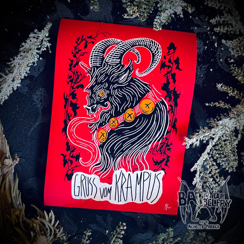 Red Krampus Fine Art Print | Bat in Your Belfry
