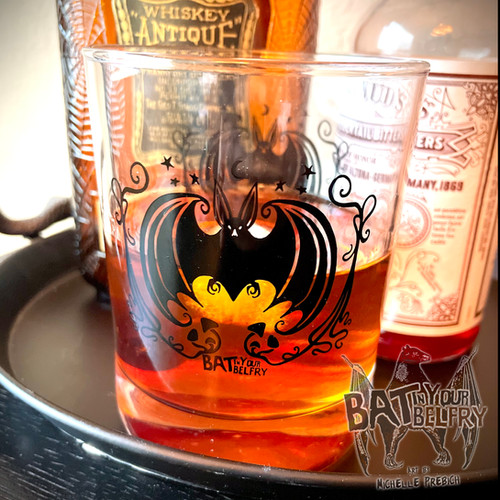 Art Nouveau Bat Whiskey Glass | Bat in Your Belfry