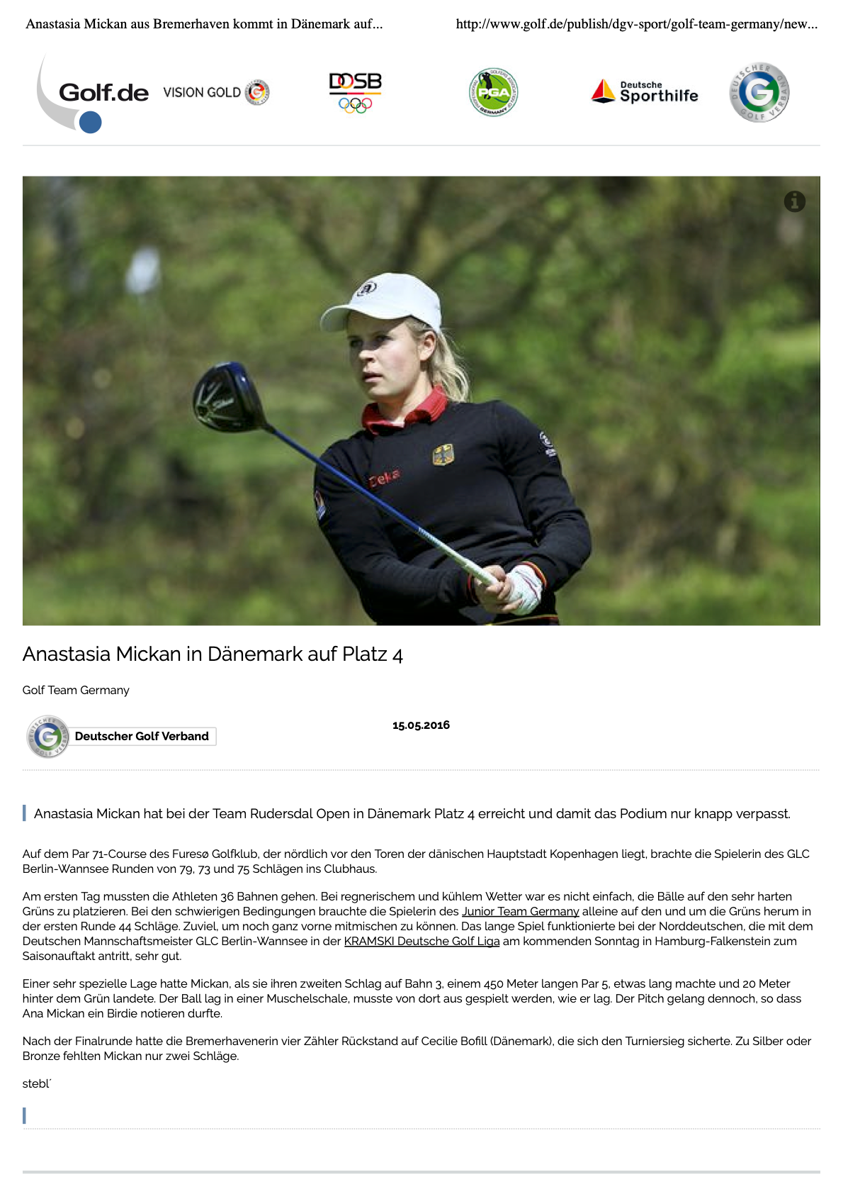 News | Anastasia Mickan Playing Professional