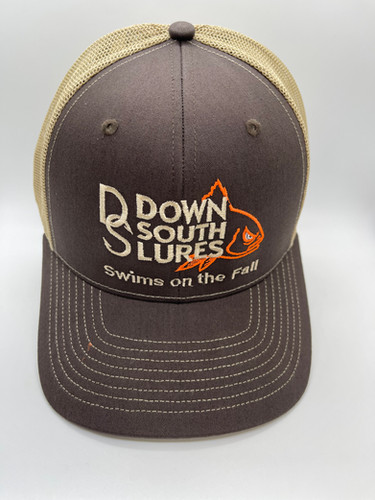 Brown/Khaki Mesh Orange Redfish Cap | Down South Lures