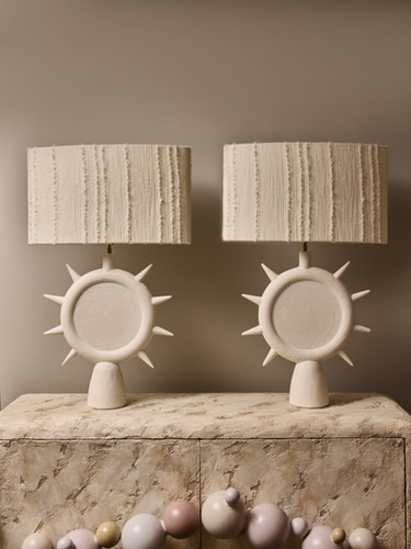 Pair of Plaster Sunshine Table Lamps | Glustin Luminaires