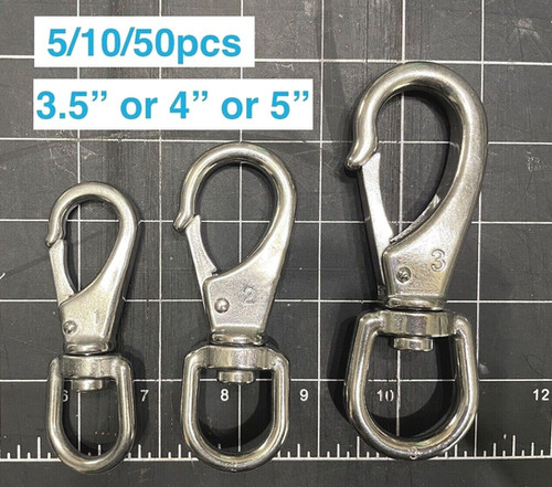 5/10/50pcs Swivel Eye Quick Snap Hook 3.5/4/5 Inch Stainless Choose ...