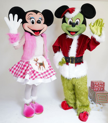 Minnie and Mickey Mouse Mascots dressed as Grinch and Cindy Lou. Rent ...
