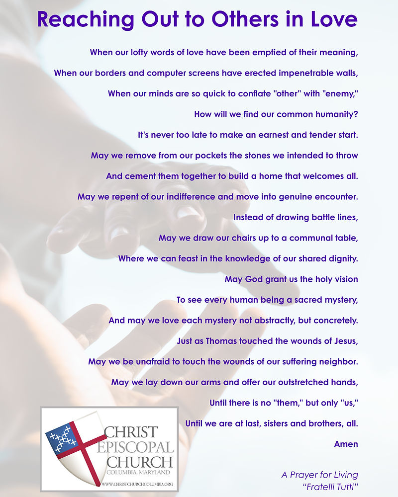 Today's Lenten Meditation: Reaching Out to Others in Love
