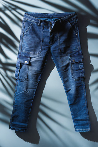 SEMI BAGGY- DENIM CARGO HEAVY WASH JEANS | Mewoki
