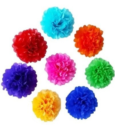 FLOR POMPONES 25 CMS DE PAPEL SEDA | fiestaycarnaval.com